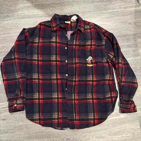 Disney | Tops | Vintage Disney Store Embroidered Mickey Mouse Flannel ...
